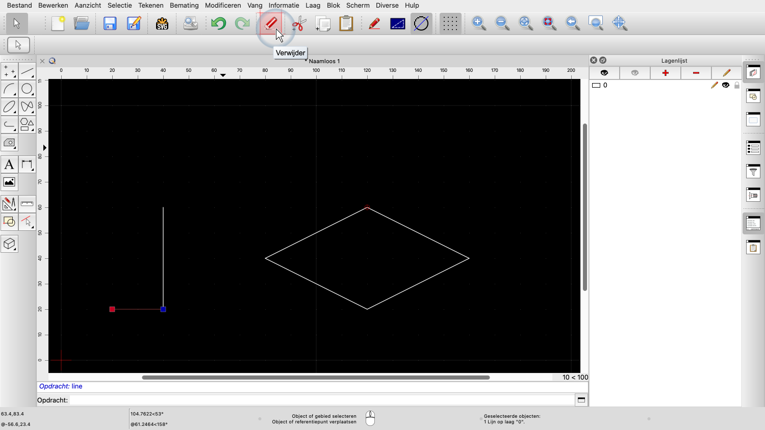 QCAD - Tutorial: 1.1 CAD-gereedschappen gebruiken