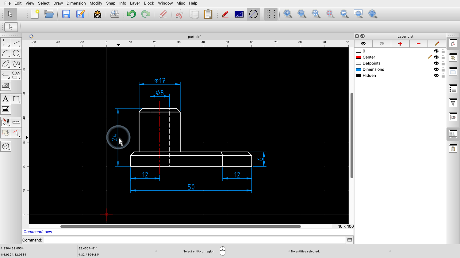 QCAD - Tutorial: 1.2 Viewing and Navigating