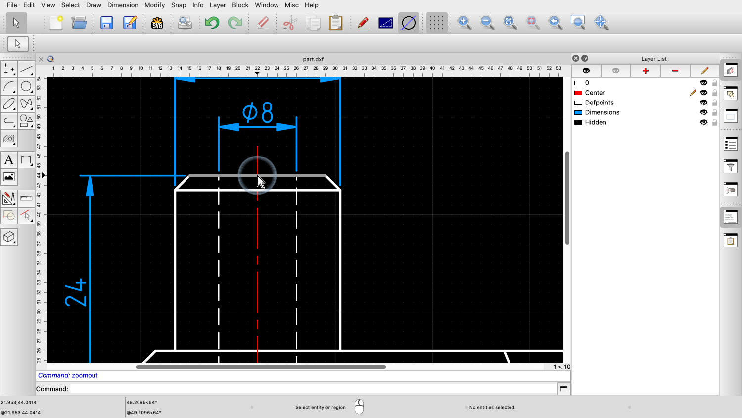 QCAD - Tutorial: 1.2 Viewing and Navigating