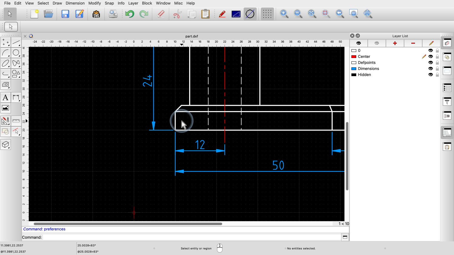 QCAD - Tutorial: 1.2 Viewing and Navigating