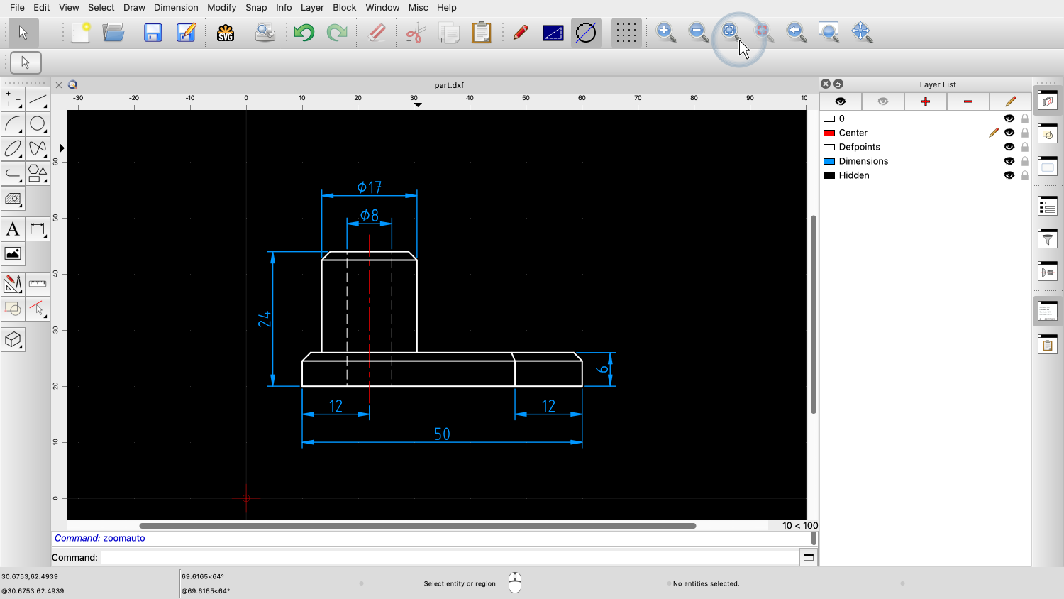 QCAD - Tutorial: 1.2 Viewing and Navigating