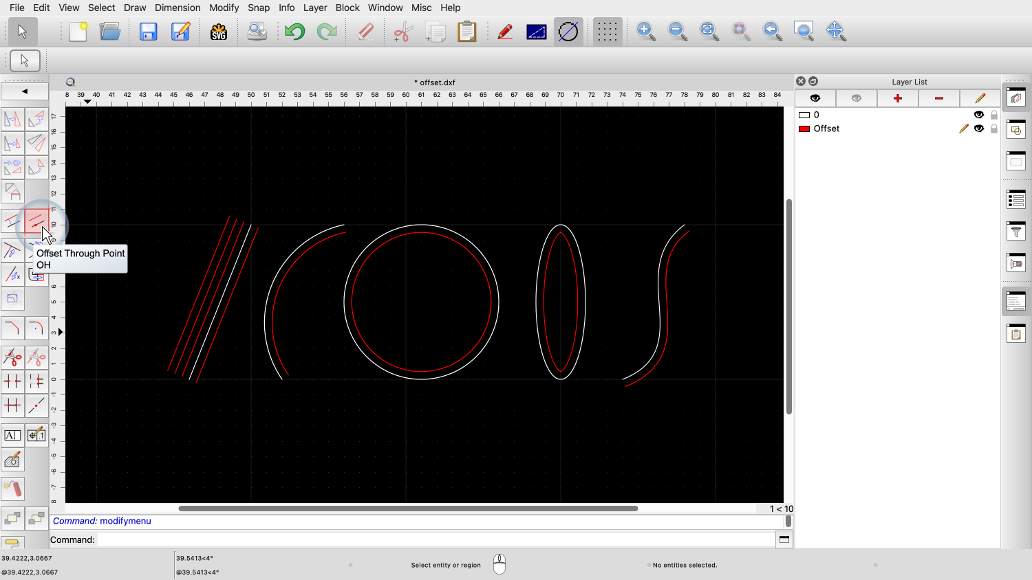 QCAD - Tutorial: 2.3 Offsetting