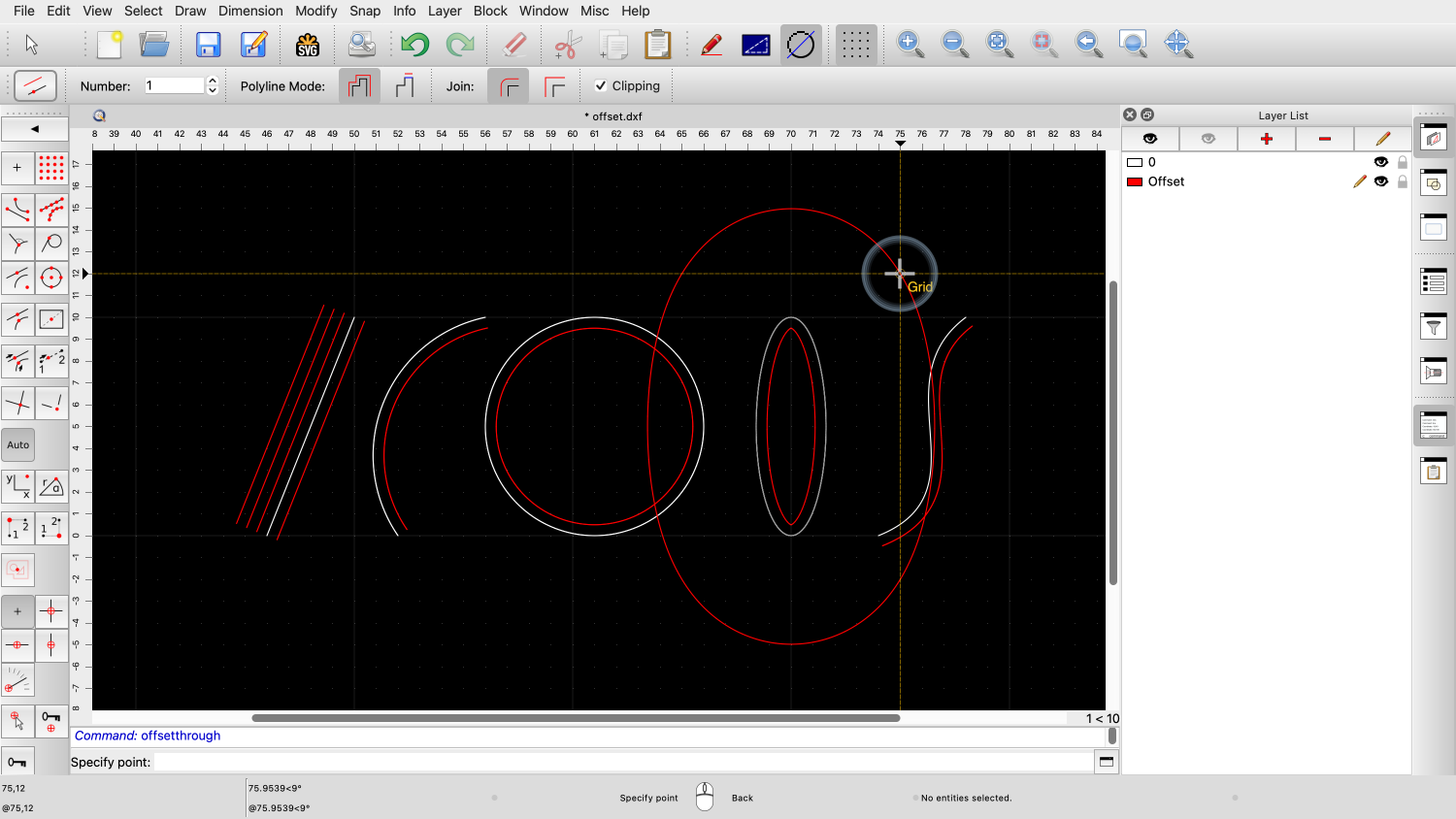 QCAD - Tutorial: 2.3 Offsetting